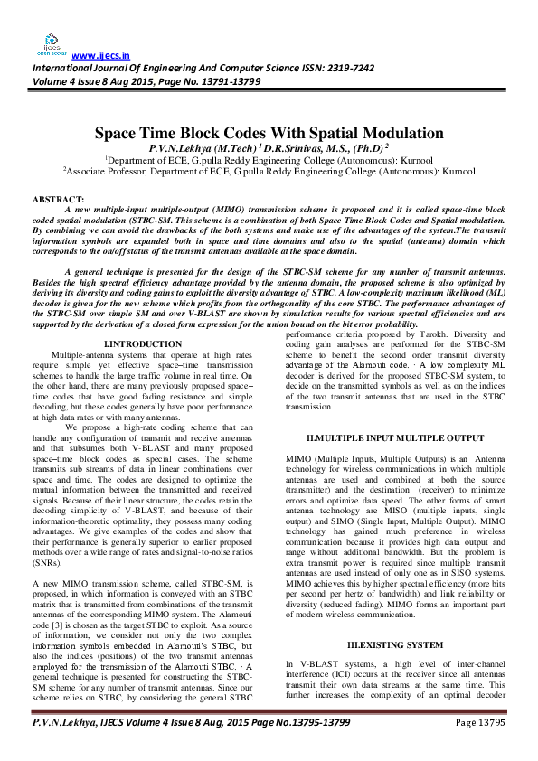 (PDF) Space Time Block Codes With Spatial Modulation