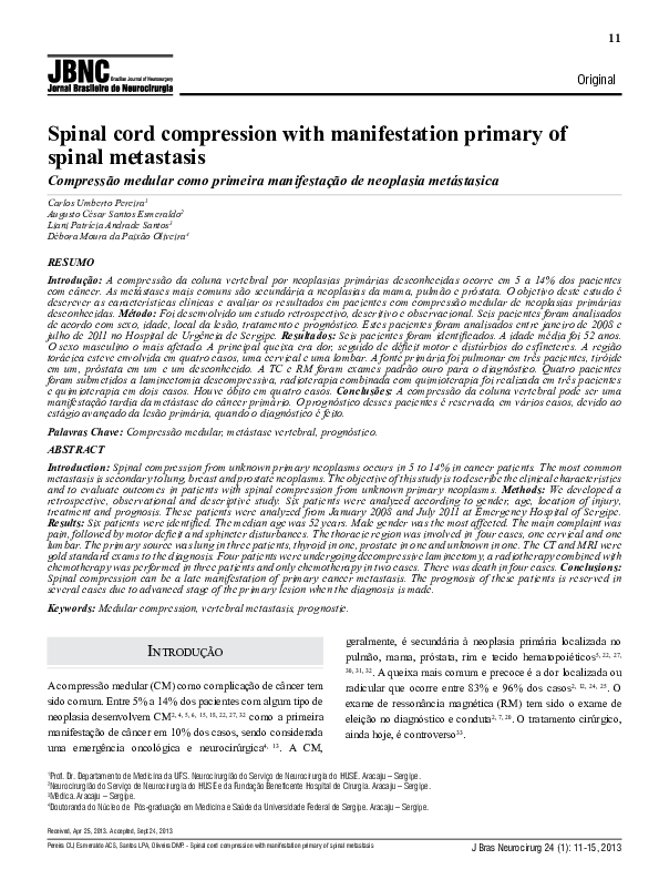 (PDF) Spinal cord compression with manifestation primary of spinal ...
