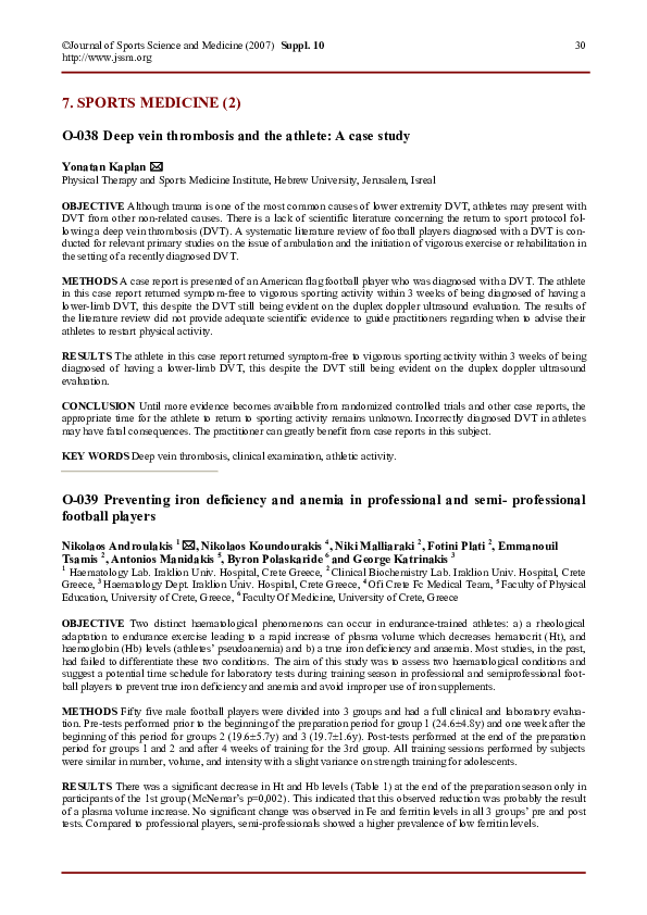 (PDF) Deep vein thrombosis and the athlete: A case study