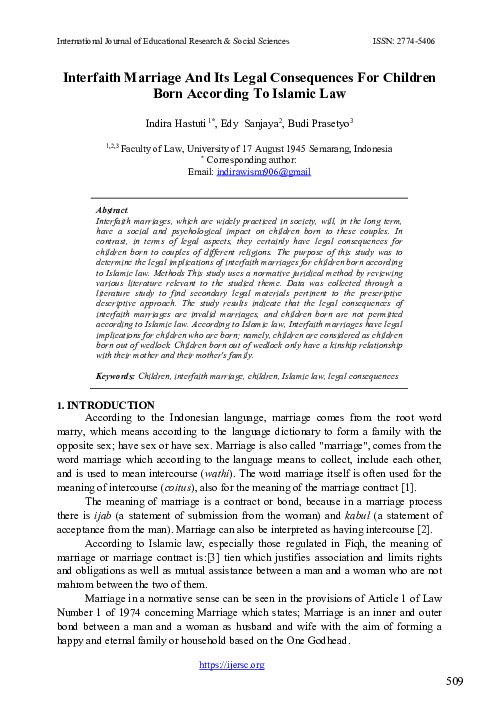 (PDF) Interfaith Marriage And Its Legal Consequences For Children Born ...