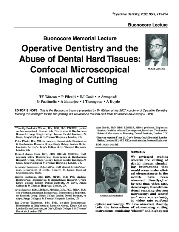 (PDF) Operative Dentistry and the Abuse of Dental Hard Tissues ...