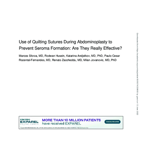 (PDF) Use of Quilting Sutures During Abdominoplasty to Prevent Seroma ...