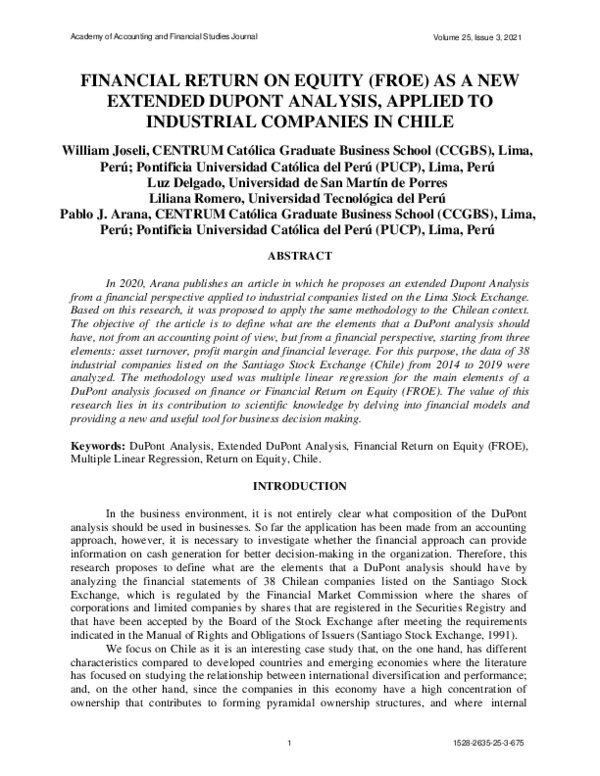 (PDF) Financial Return on Equity (FROE) as a new extended DuPont ...