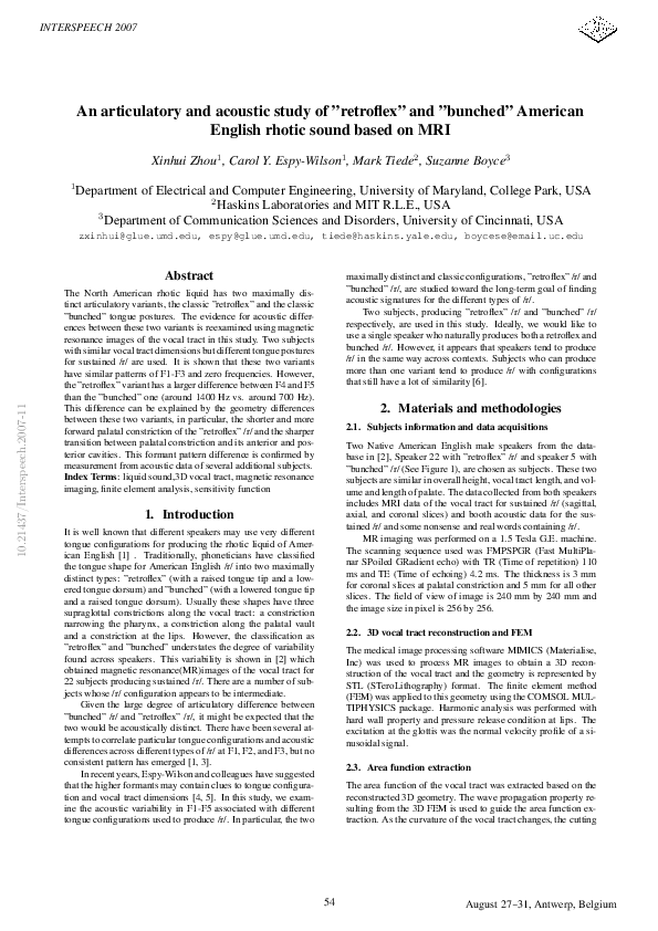 (PDF) An articulatory and acoustic study of "retroflex" and "bunched ...