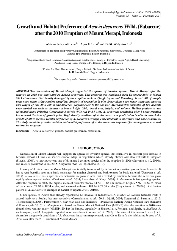 (PDF) Growth and Habitat Preference of Acacia decurrens Willd ...