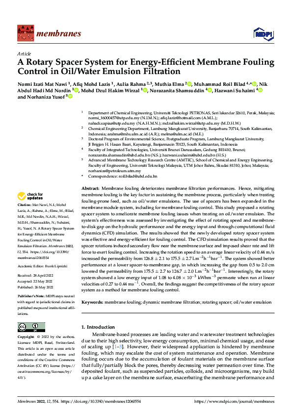 (PDF) A Rotary Spacer System for Energy-Efficient Membrane Fouling ...