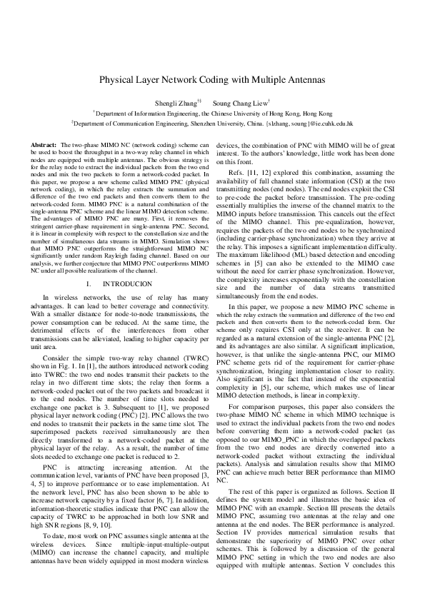 (PDF) PNC with multiple antennas | shengli zhang - Academia.edu