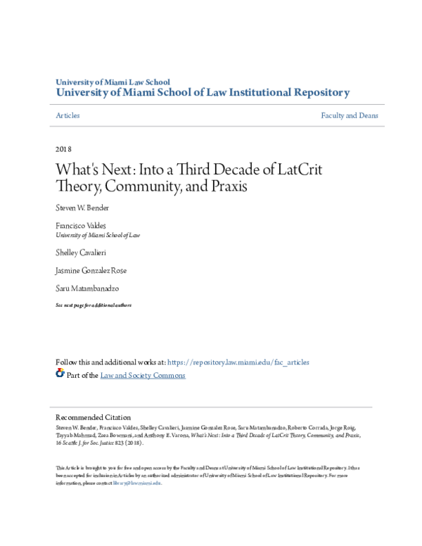 (PDF) What\u27s Next: Into a Third Decade of LatCrit Theory, Community ...
