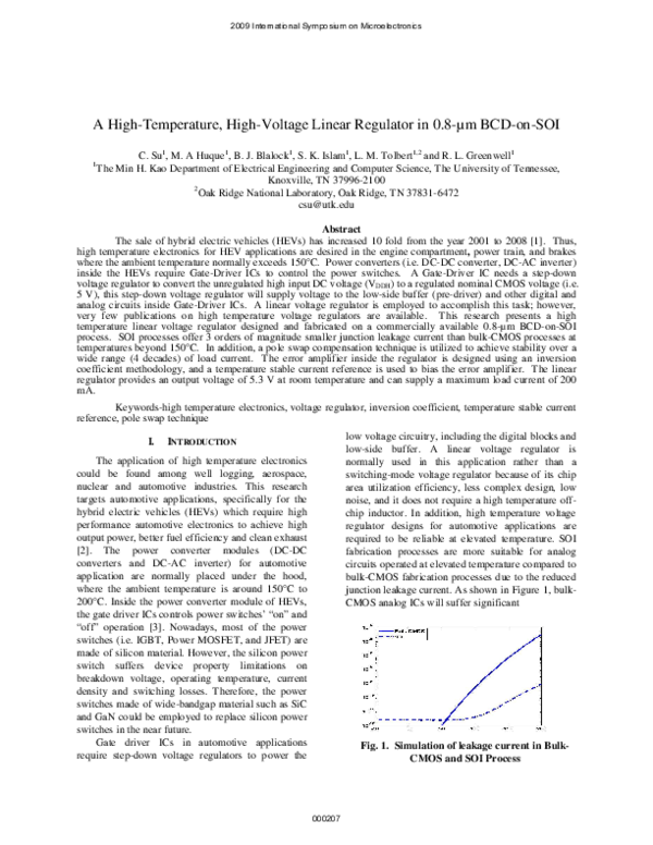 (PDF) A High-Temperature, High-Voltage Linear Regulator in 0.8-µm BCD ...