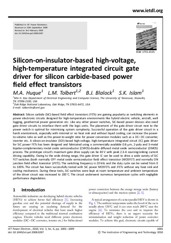 (PDF) Silicon-on-insulator-based high-voltage, high-temperature integrated circuit gate driver ...
