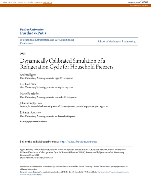 (PDF) Dynamically Calibrated Simulation of a Refrigeration Cycle for ...