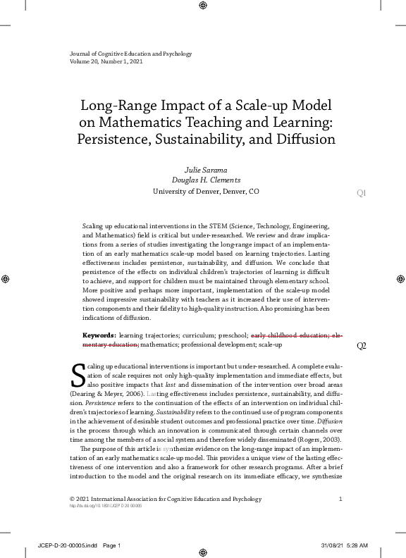 (PDF) Long-Range Impact of a Scale-up Model on Mathematics Teaching and ...