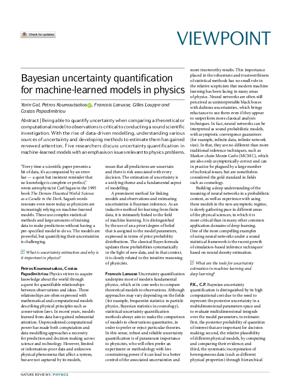 (PDF) Bayesian uncertainty quantification for machine-learned models in ...