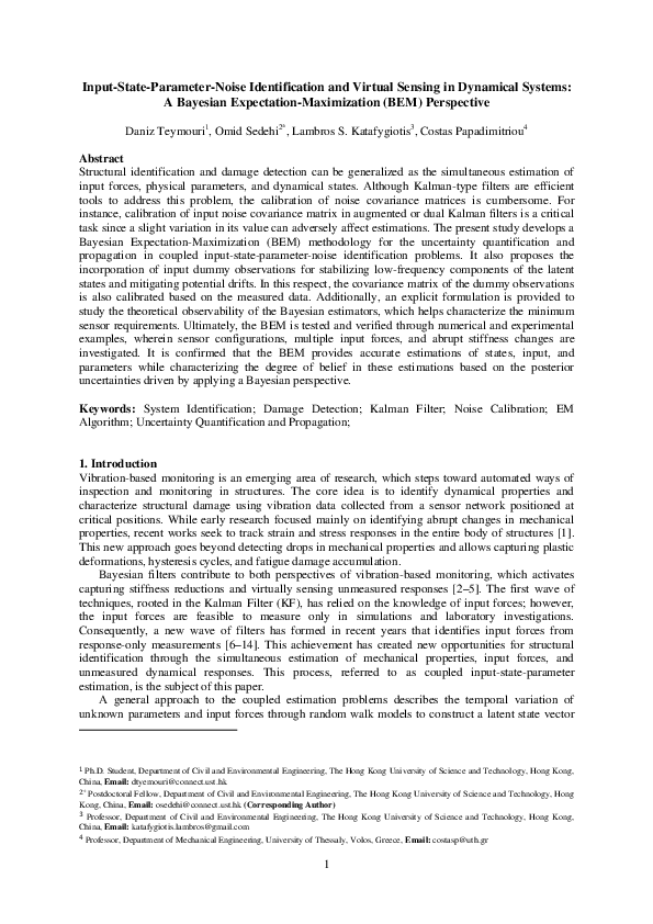 (PDF) Input-state-parameter-noise identification and virtual sensing in dynamical systems: A ...