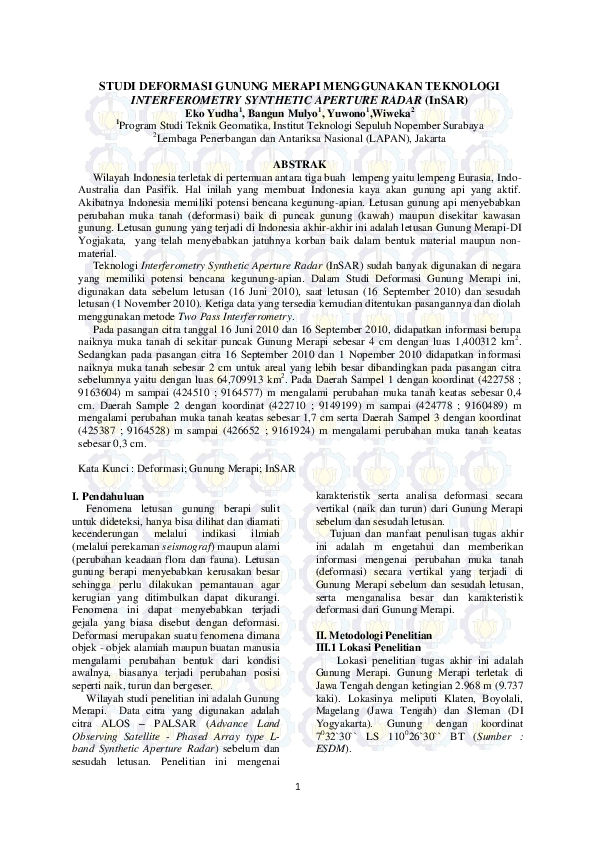 (PDF) STUDI DEFORMASI GUNUNG MERAPI MENGGUNAKAN TEKNOLOGI ...