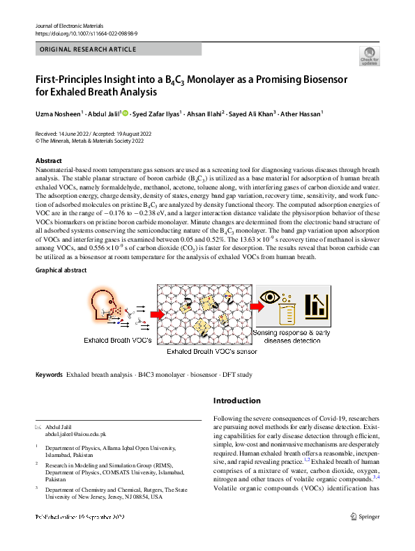 (PDF) First-Principles Insight into a B4C3 Monolayer as a Promising ...