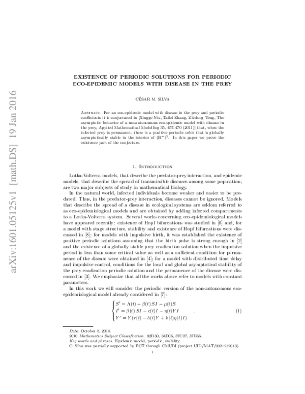 (PDF) Existence of periodic orbits for periodic eco-epidemic models ...