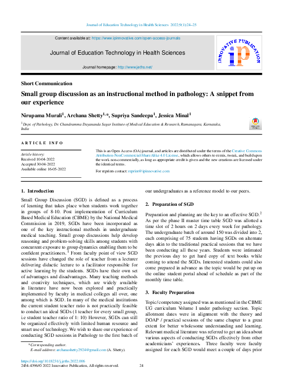 (PDF) Small group discussion as an instructional method in pathology: A ...