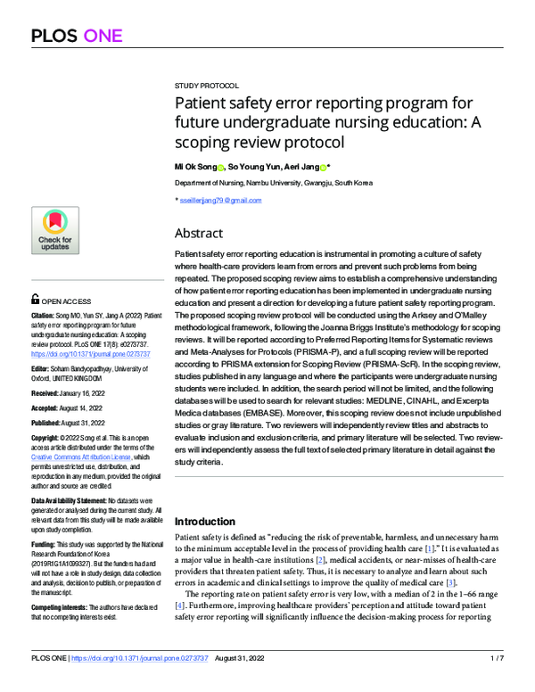 (PDF) Patient safety error reporting program for future undergraduate ...