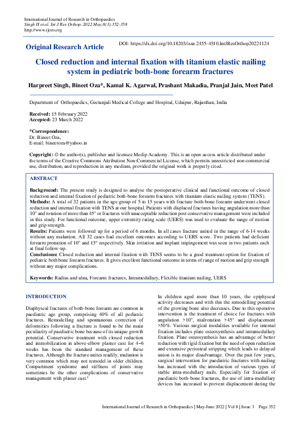 (PDF) Closed reduction and internal fixation with titanium elastic ...