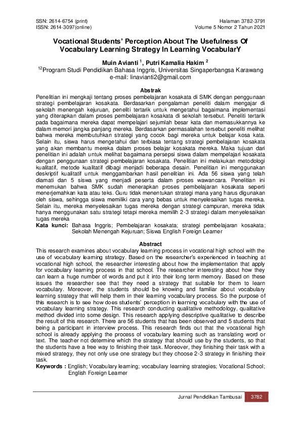 (PDF) Vocational Students’ Perception About The Usefulness Of ...