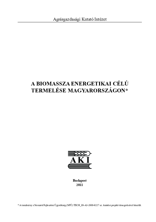 (PDF) A biomassza energetikai célú termelése Magyarországon ...