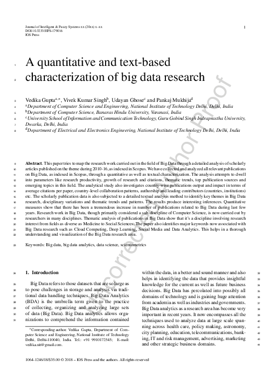 (PDF) A quantitative and text-based characterization of big data research