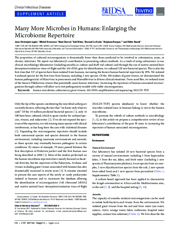 (PDF) Many More Microbes in Humans: Enlarging the Microbiome Repertoire