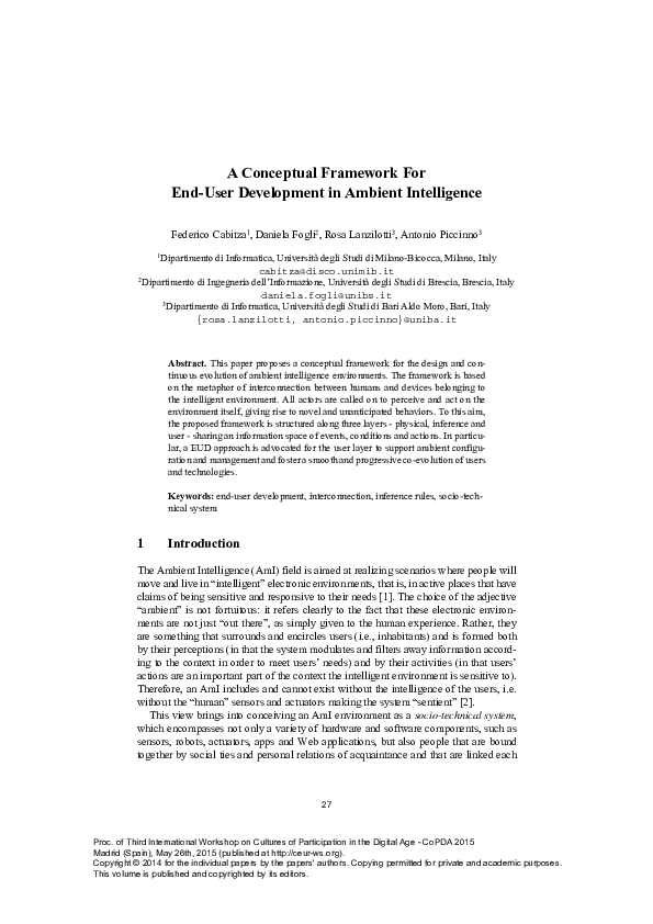 (PDF) End-User Development in Ambient Intelligence
