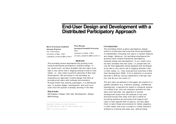 (PDF) End-User Design and Development with a Distributed Participatory Approach
