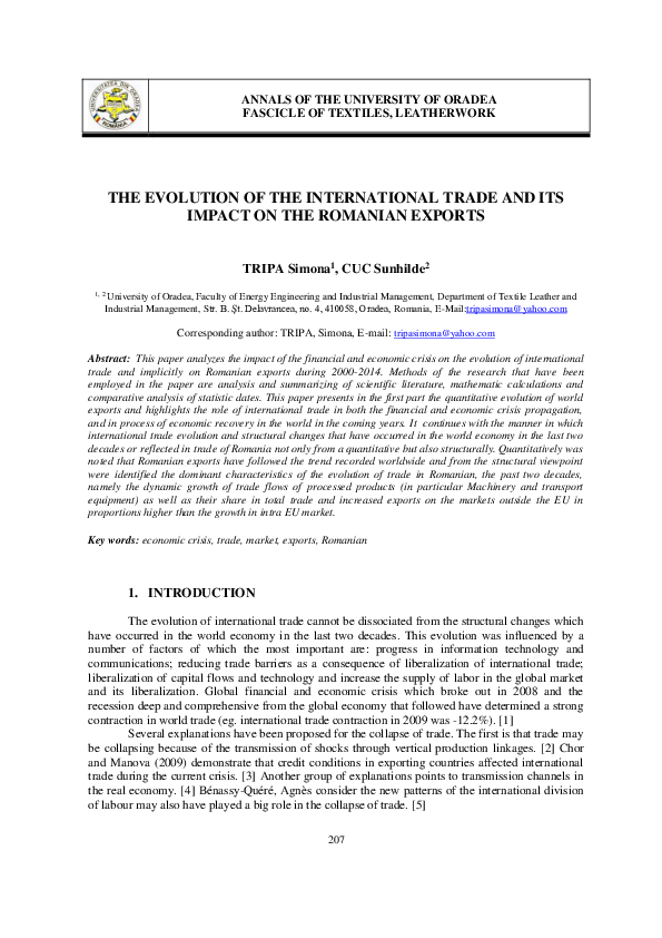 (PDF) The Evolution of the International Trade and Its Impact on the ...