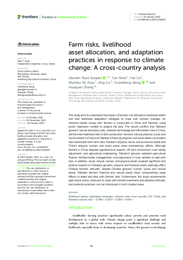 (PDF) Farm risks, livelihood asset allocation, and adaptation practices ...