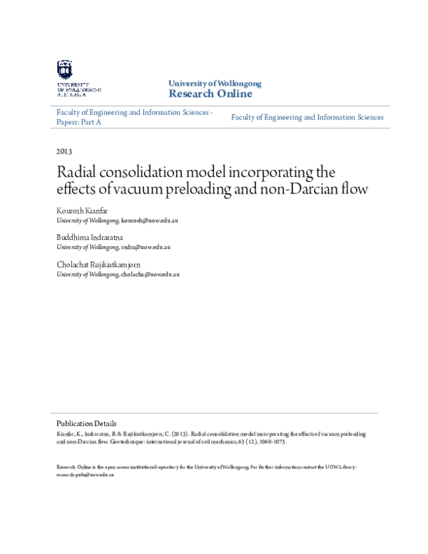 (PDF) Radial consolidation model incorporating the effects of vacuum ...