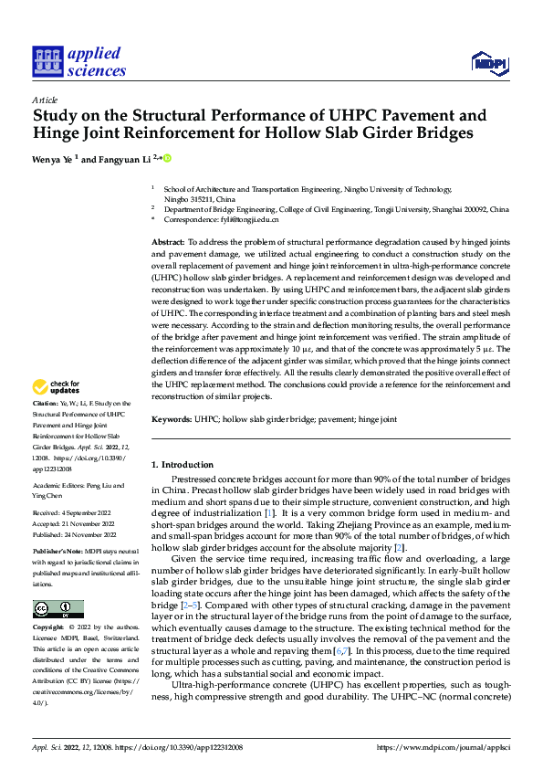 (PDF) Study on the Structural Performance of UHPC Pavement and Hinge ...