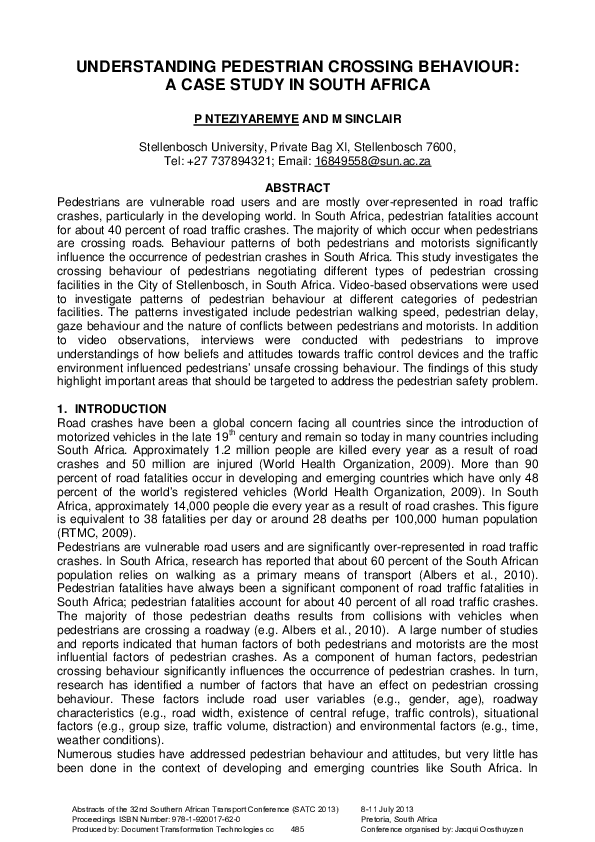 (PDF) Understanding pedestrian crossing behaviour : a case study in the ...