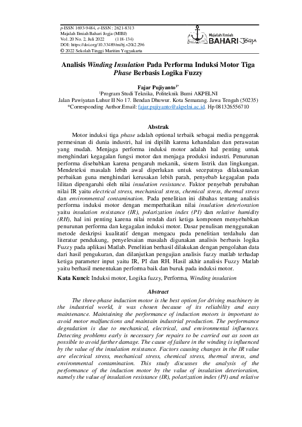 (PDF) Analisis Winding Insulation Pada Performa Induksi Motor Tiga ...