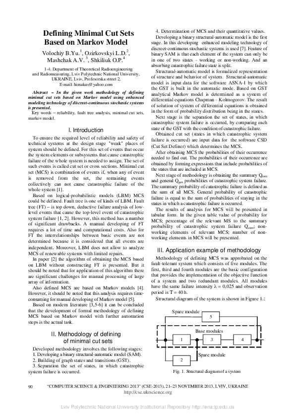 (PDF) Defining Minimal Cut Sets Based On Markov Model
