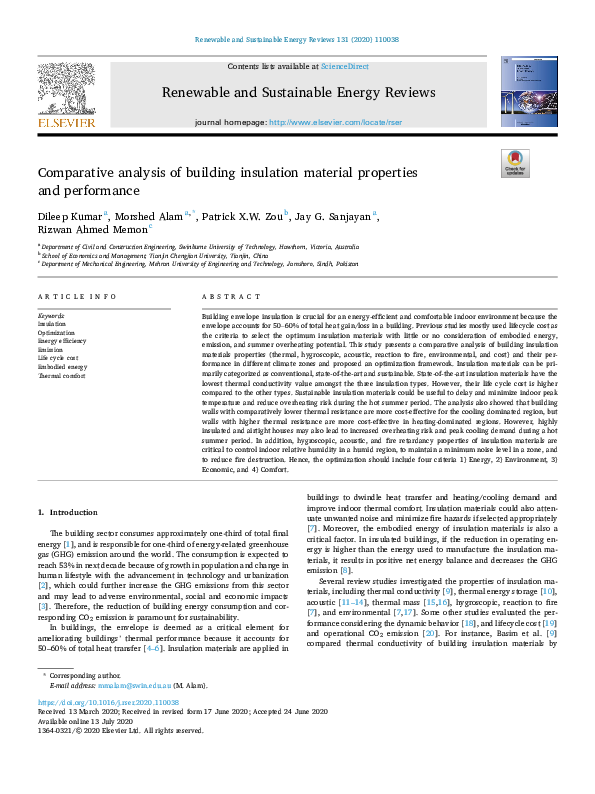 (PDF) Comparative analysis of building insulation material properties and performance