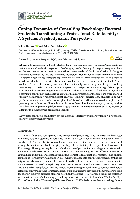 (PDF) Coping Dynamics of Consulting Psychology Doctoral Students ...