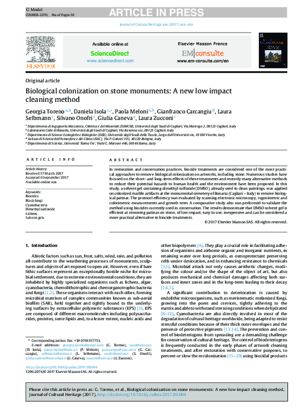 (PDF) Biological colonization on stone monuments: A new low impact ...