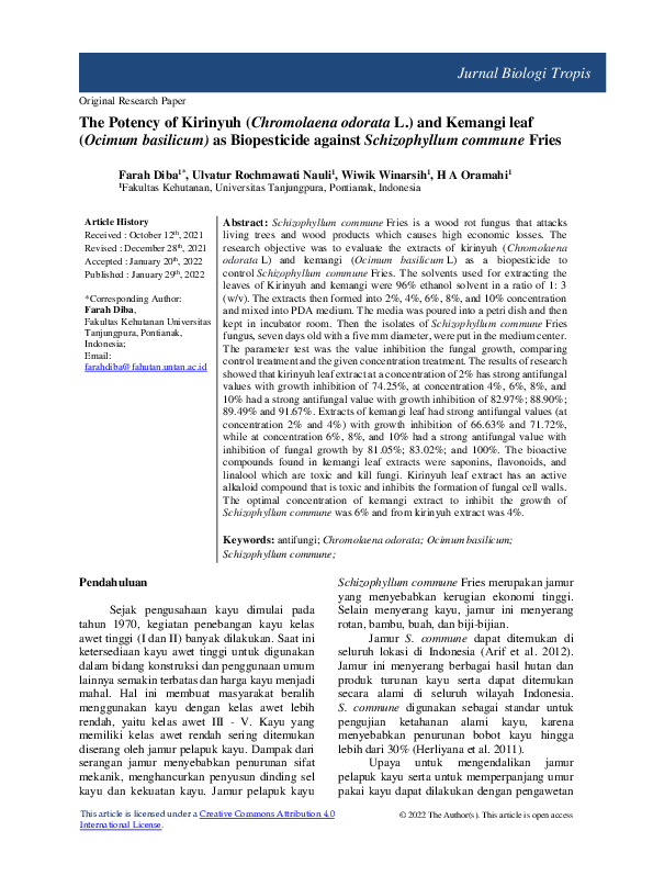 (PDF) The Potency of Kirinyuh (Chromolaena odorata L.) and Kemangi leaf ...