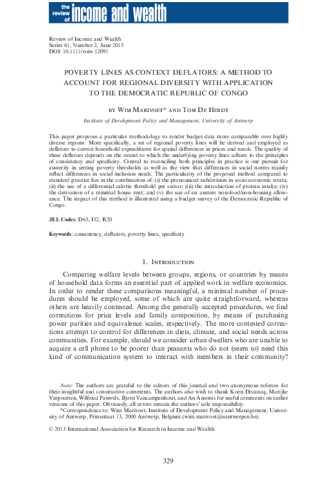 (PDF) Poverty Lines as Context Deflators: A Method to Account for ...