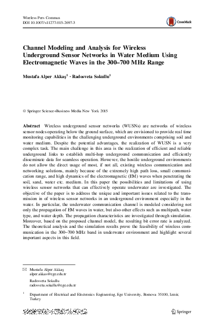 (PDF) Channel Modeling and Analysis for Wireless Underground Sensor Networks in Water Medium ...