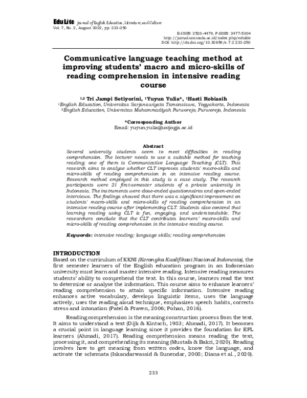 (PDF) Communicative language teaching method at improving students macro and micro-skills of ...