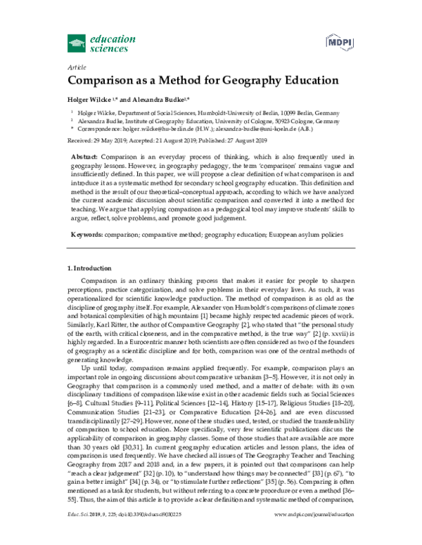 (PDF) Comparison as a Method for Geography Education