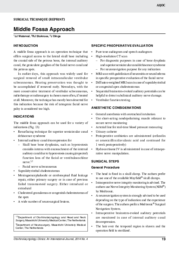(PDF) Middle Fossa Approach