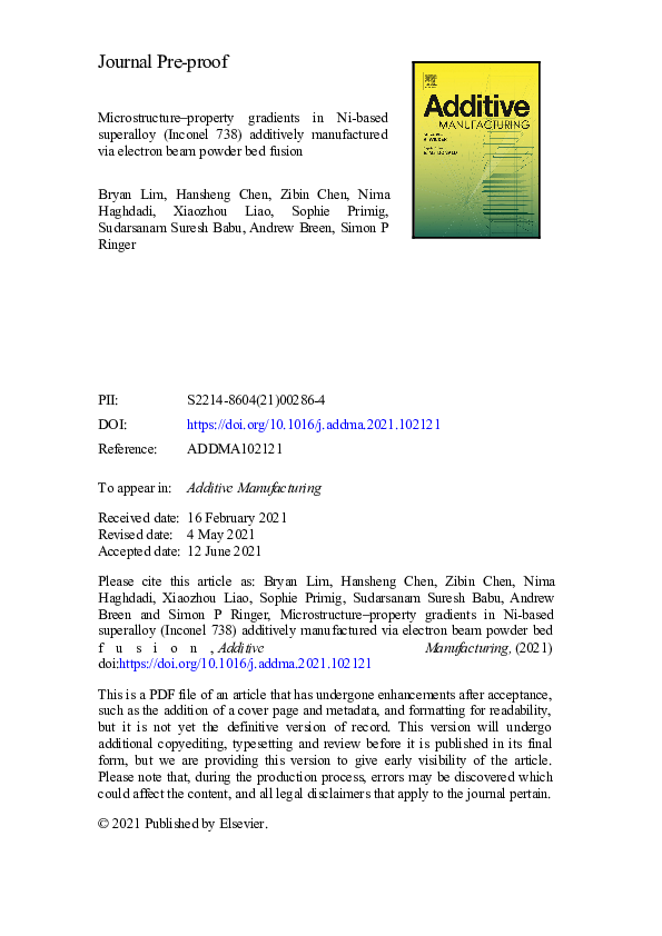 Pdf Microstructure Property Gradients In Ni Based Superalloy Inconel