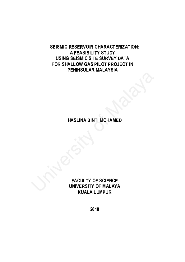 (PDF) Seismic reservoir characterization: A feasibility study using ...
