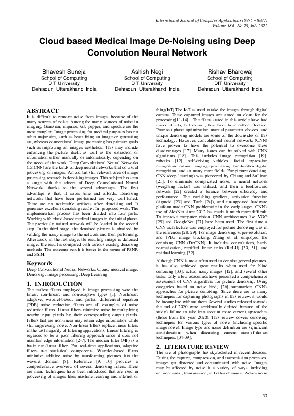 (PDF) Cloud based Medical Image De-Noising using Deep Convolution Neural Network