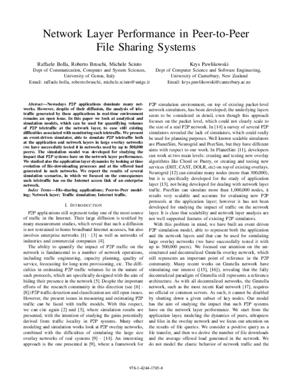 (PDF) Network Layer Performance in Peer-to-Peer File Sharing Systems